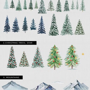 Christmas Tree Clipart Winter Clipart Watercolor Christmas - Etsy