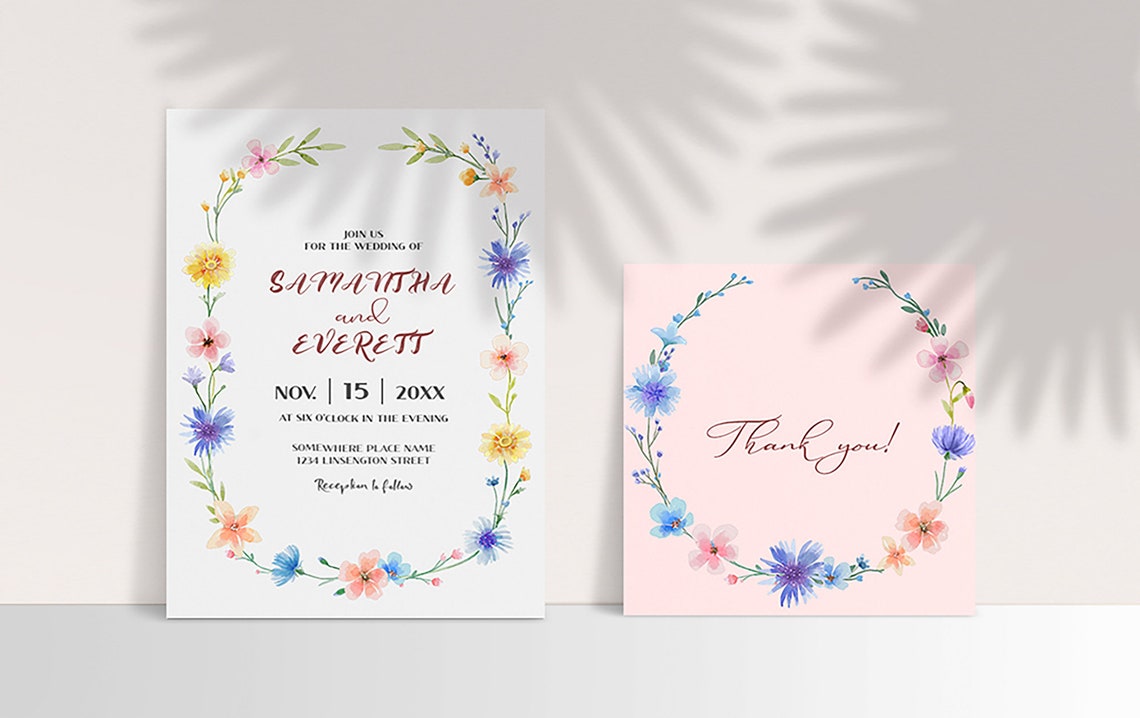 Floral Wreath Frame, Wildflowers Wreath Clip Art, Botanical Wedding ...