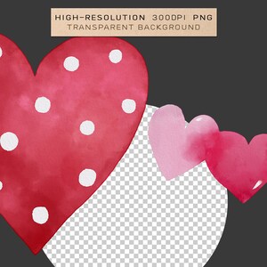 Watercolor Heart, Heart Bundle PNG, Valentines Day, Watercolor Png ...