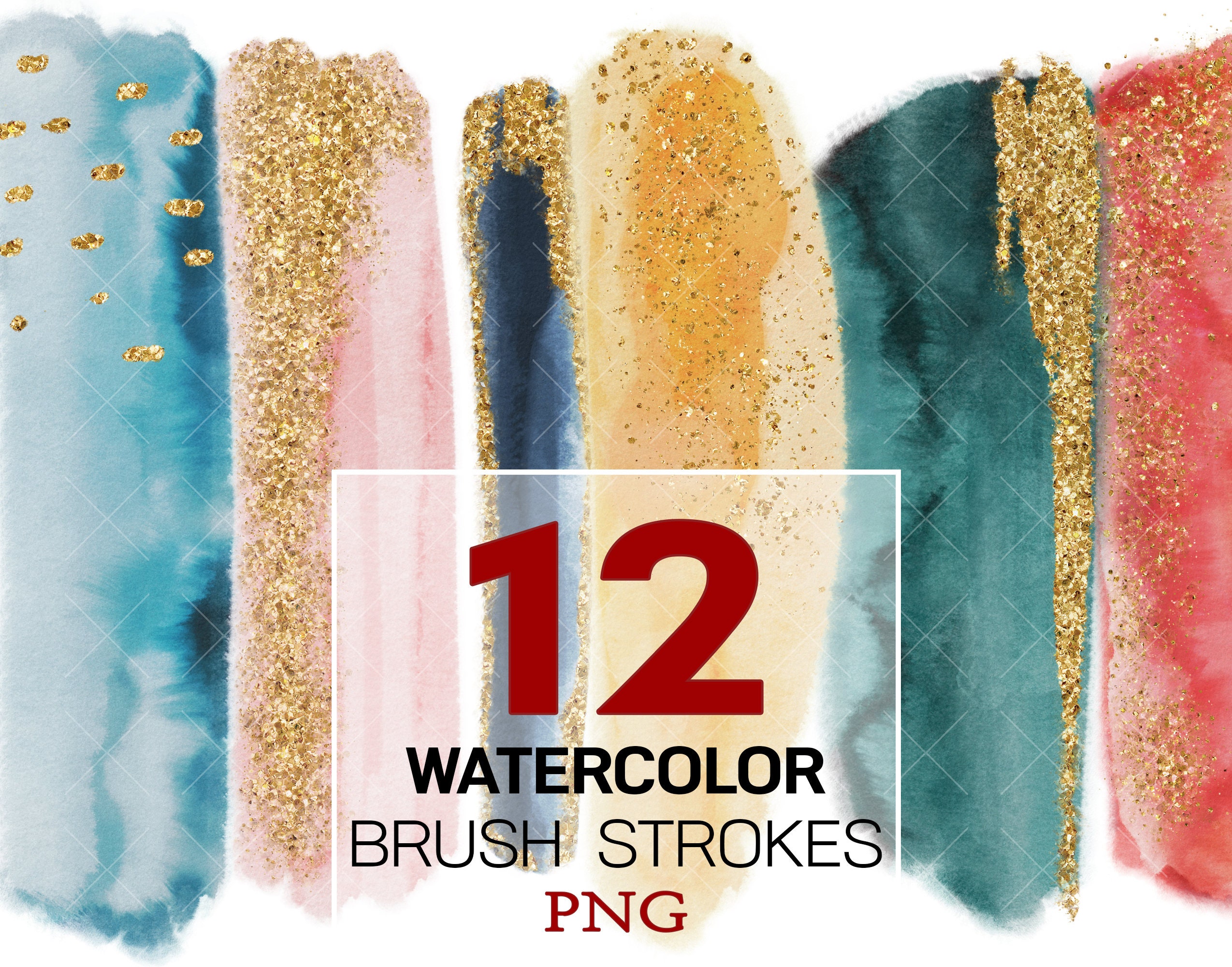 Watercolor Brush Strokes Clipart Abstract Watercolor - Etsy