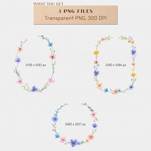 Floral Wreath Frame, Wildflowers Wreath Clip Art, Botanical Wedding ...