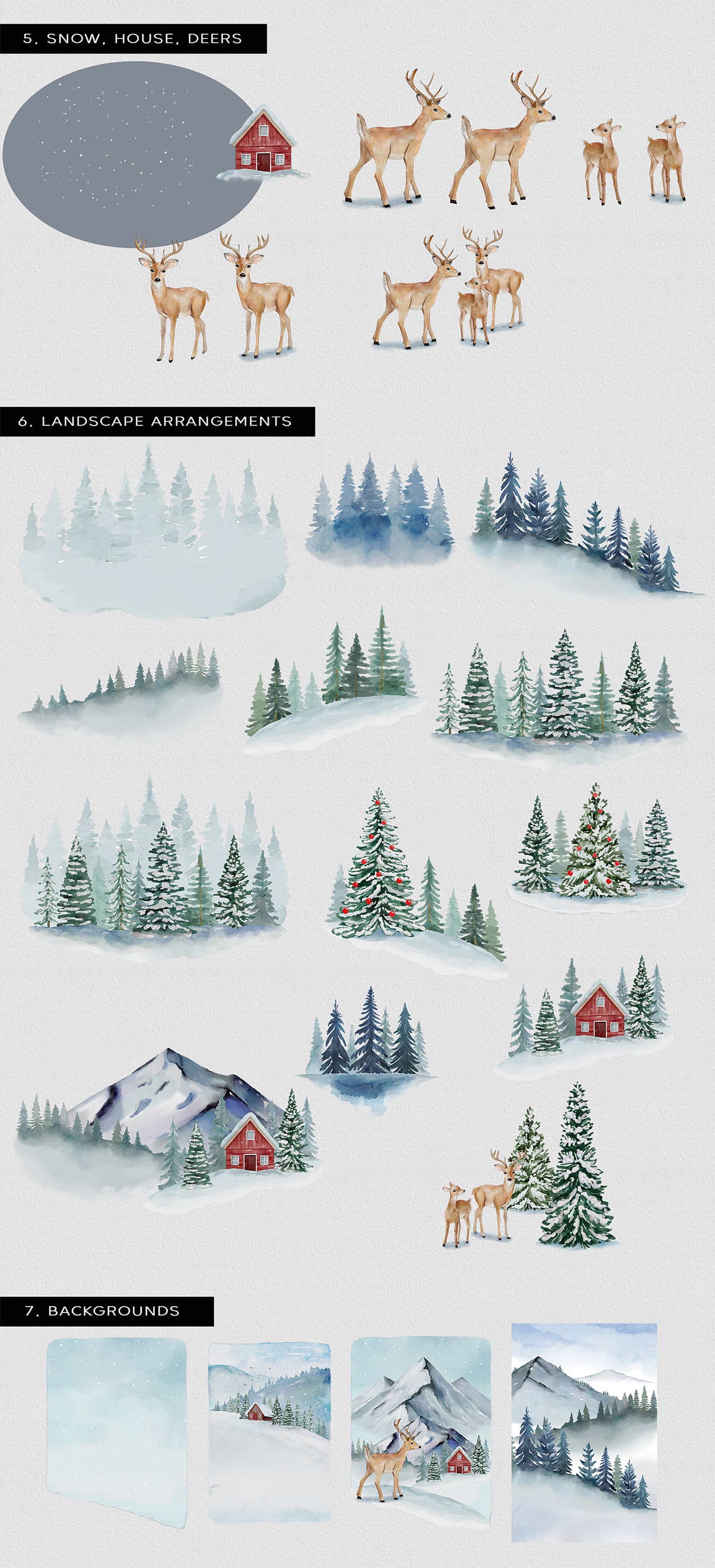 Christmas Tree Clipart Winter Clipart Watercolor Christmas - Etsy