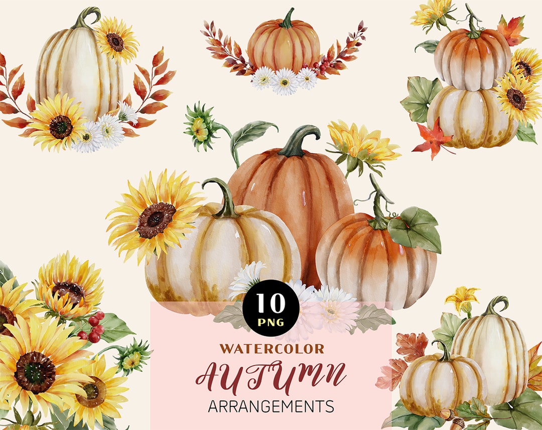 Autumn Watercolor Floral Clipart, Fall Clipart, Watercolor Fall ...