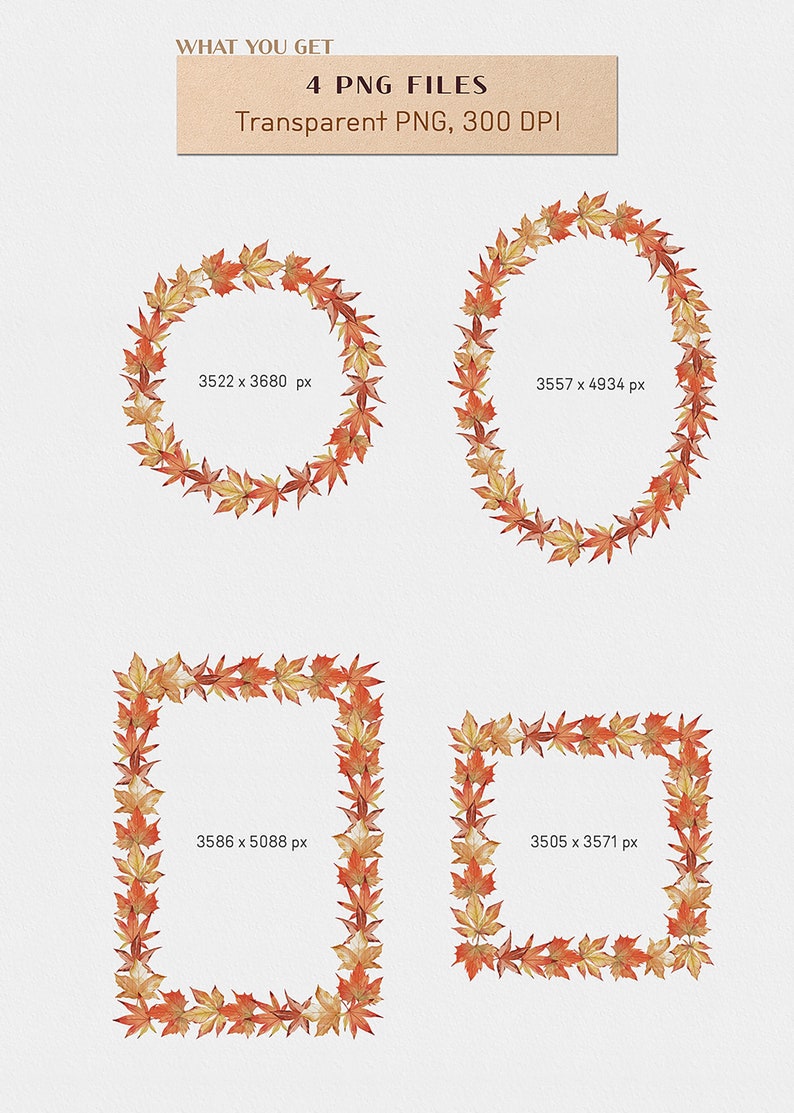 Watercolor Fall Leaf Clip Art Autumn Wreath Thanksgiving | Etsy