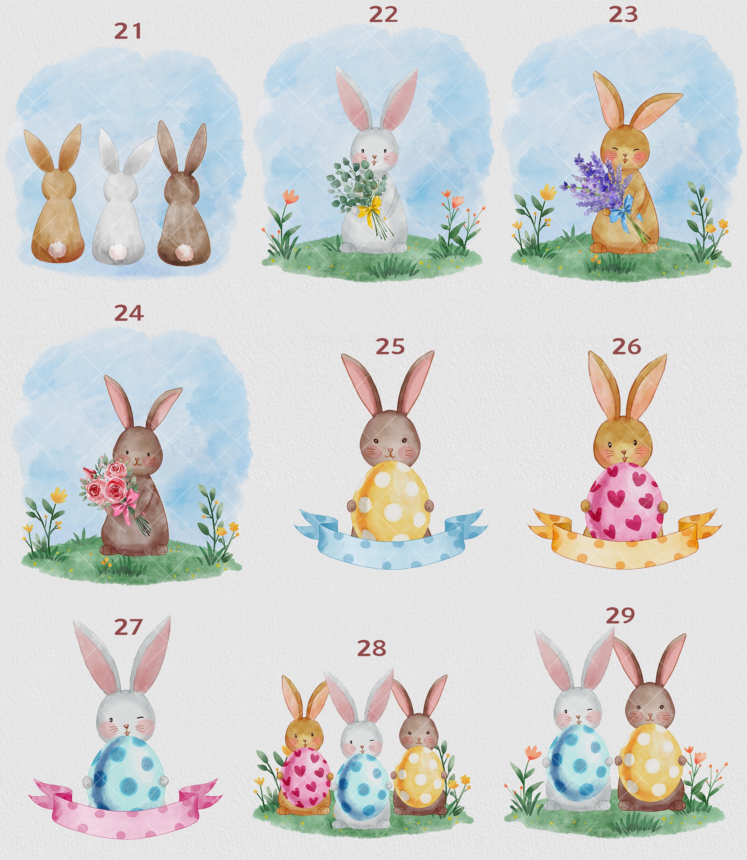 Watercolor Bunny Clipart Watercolor Rabbit Easter Clip Art - Etsy