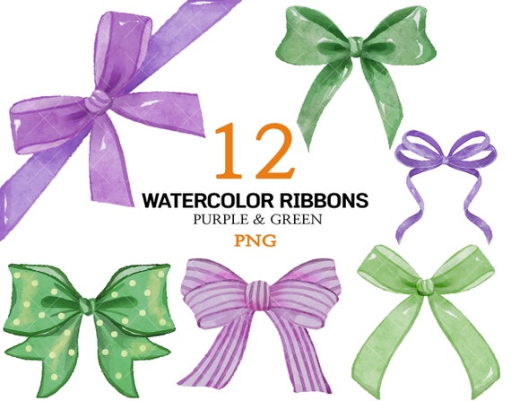 Birthday Clipart Watercolor Ribbon Clipart Invitation - Etsy