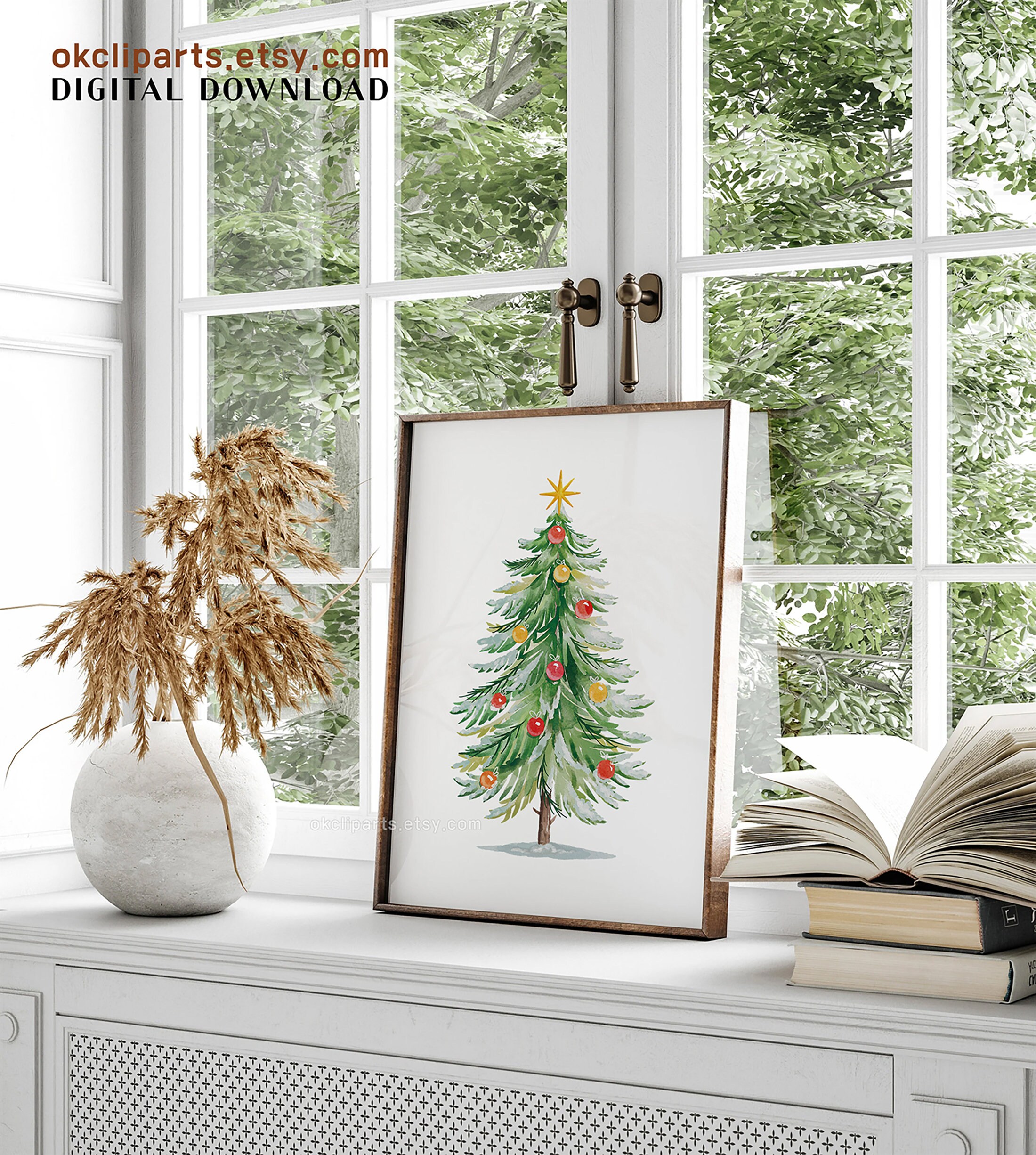 Watercolor Christmas Clipart Christmas Tree Clipart Winter - Etsy