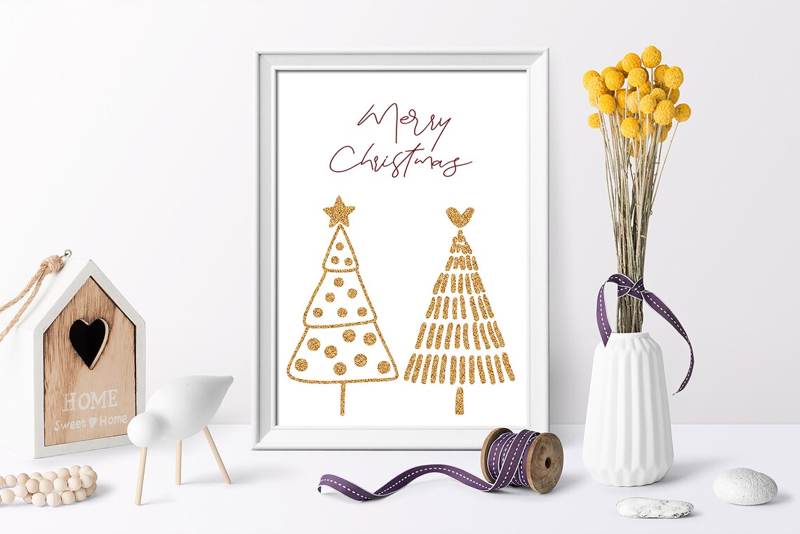 Christmas Tree Holiday Clipart Gold Tree Png Kids Clip Art - Etsy
