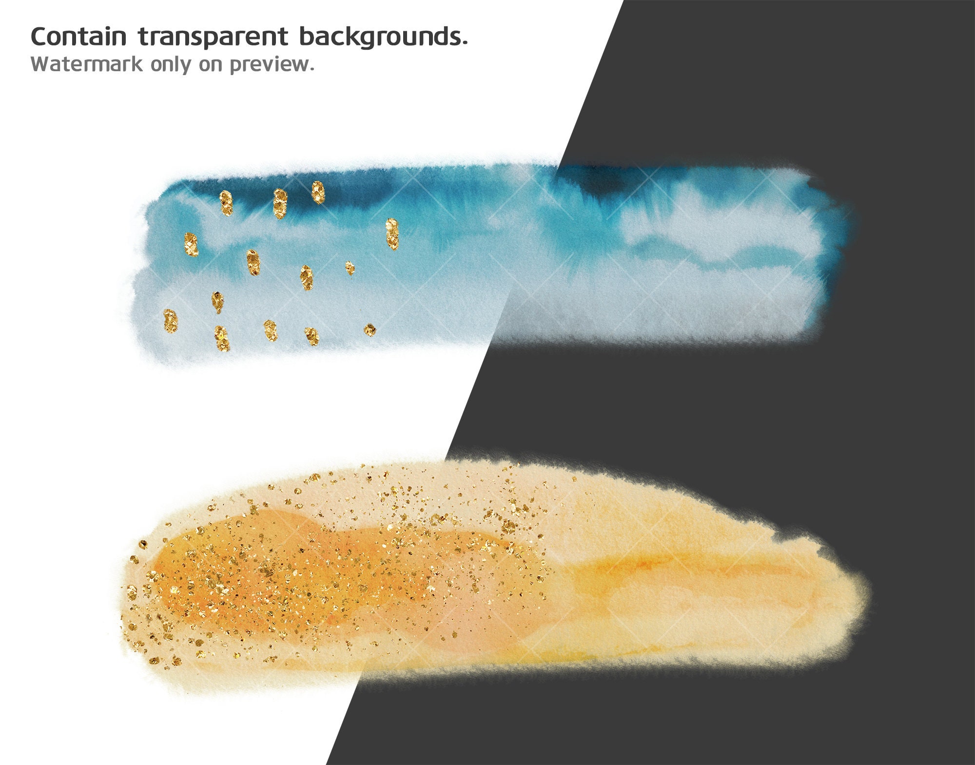 Watercolor Brush Strokes Clipart Abstract Watercolor - Etsy