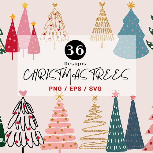 Boho Christmas Trees SVG Bundle Merry Christmas Trees PNG - Etsy
