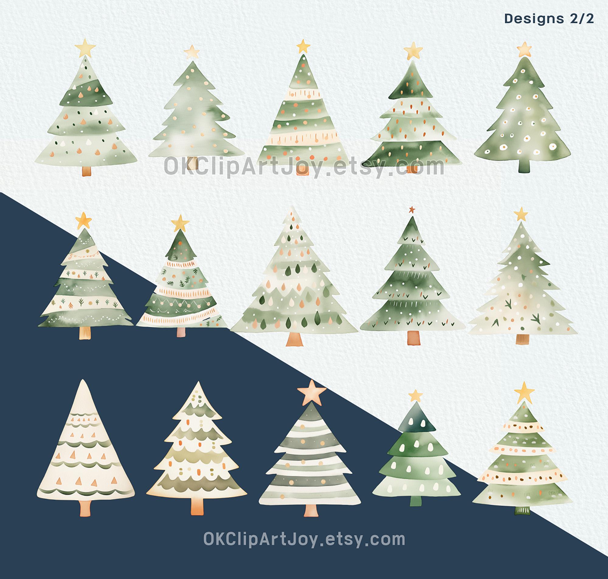 30 Christmas Trees Clipart, Cute Trees PNG, Digital Trees, Digital ...