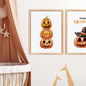 Watercolor Halloween Pumpkin Clipart, Cute Halloween Clip Art Jack O ...
