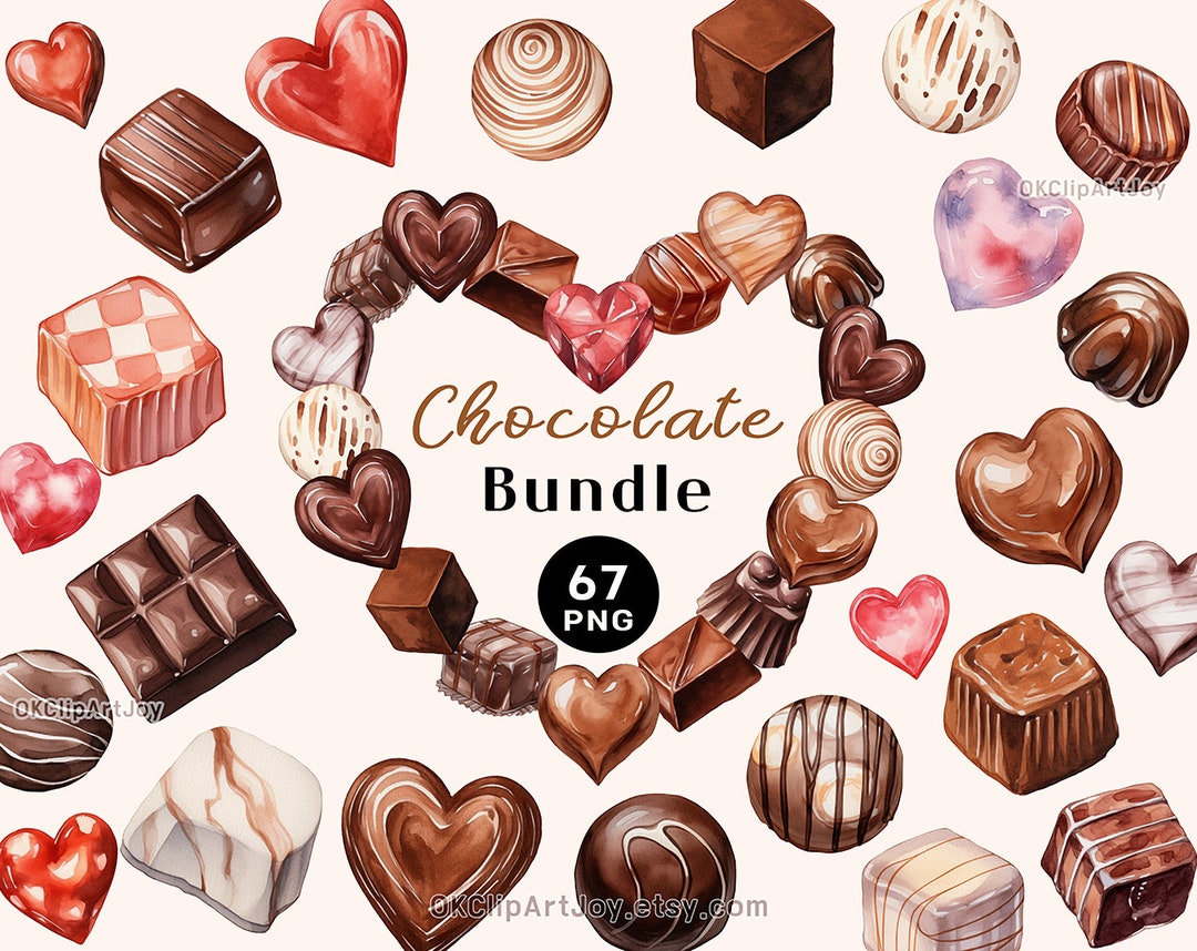 Watercolor Valentines Chocolates Clipart, 67 PNG Valentines Day Clipart ...