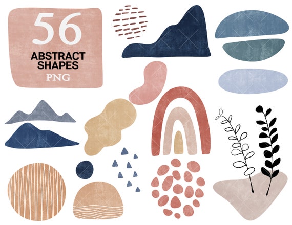 Abstract Shapes Elements Clip Art Modern Brushstroke Shapes - Etsy