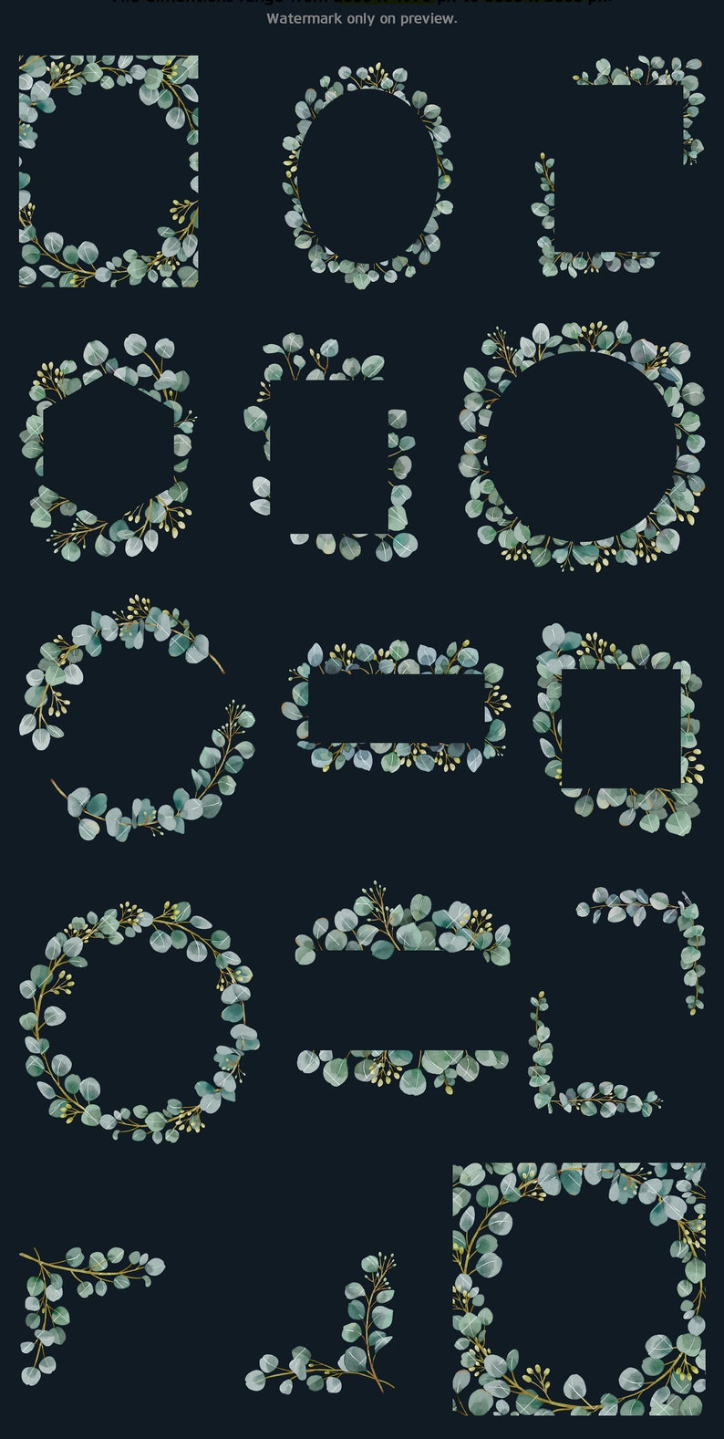 Eucalyptus Png Greenery Clipart Leaf Frame Greenery Frames - Etsy