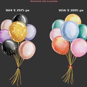 Balloons Clipart, Baby Shower Clipart, Gold Balloon Clipart, Birthday ...