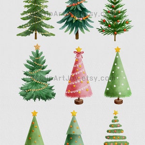Christmas Trees Set, Holiday Clipart, Watercolor Christmas, Winter Clip ...
