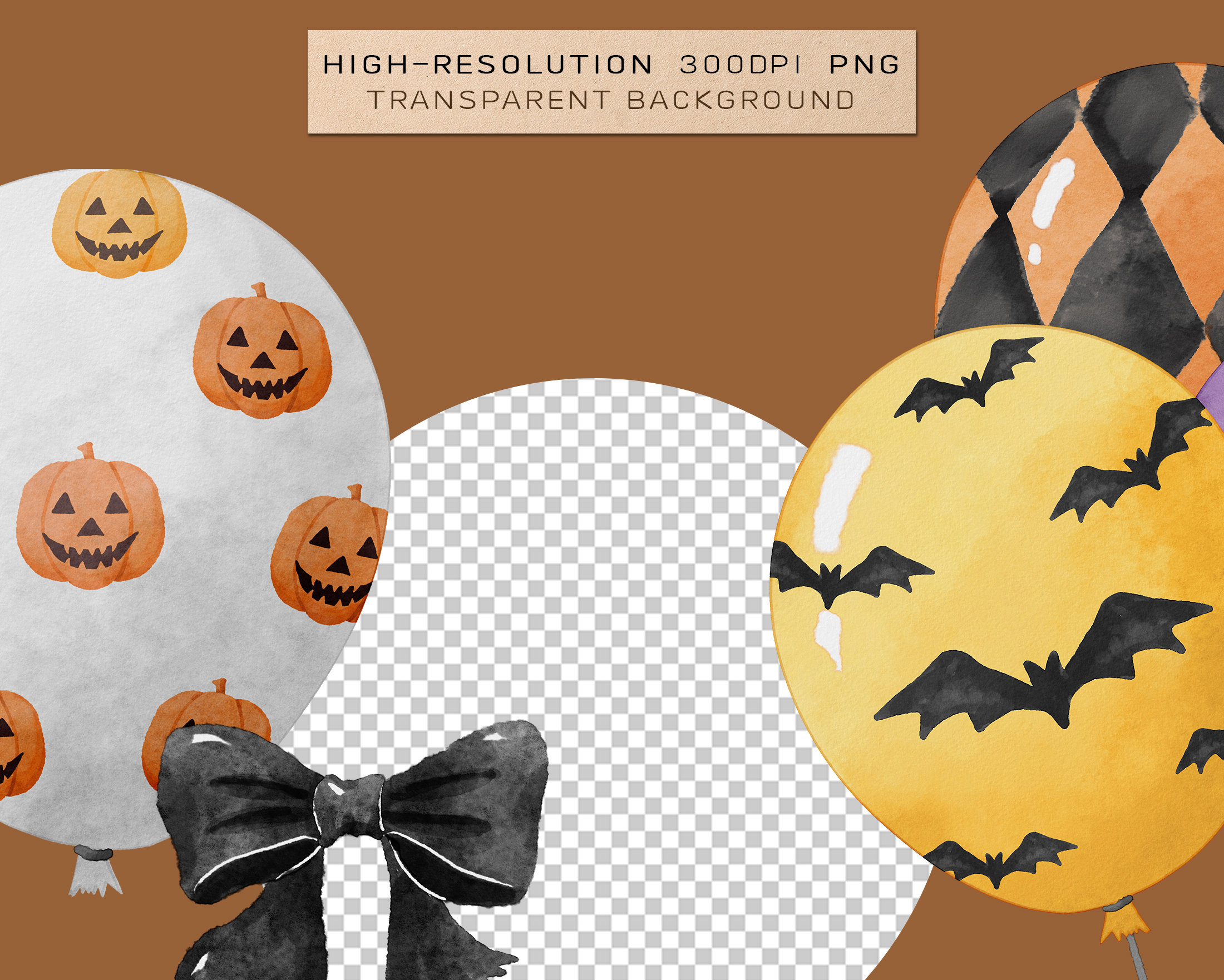 Halloween Balloon Clipart, Watercolor Balloons Watercolor Halloween ...
