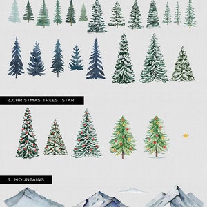 Christmas Tree Clipart Winter Clipart Watercolor Christmas | Etsy