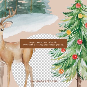 Christmas Tree Clipart, Winter Clipart, Watercolor Christmas Clipart ...