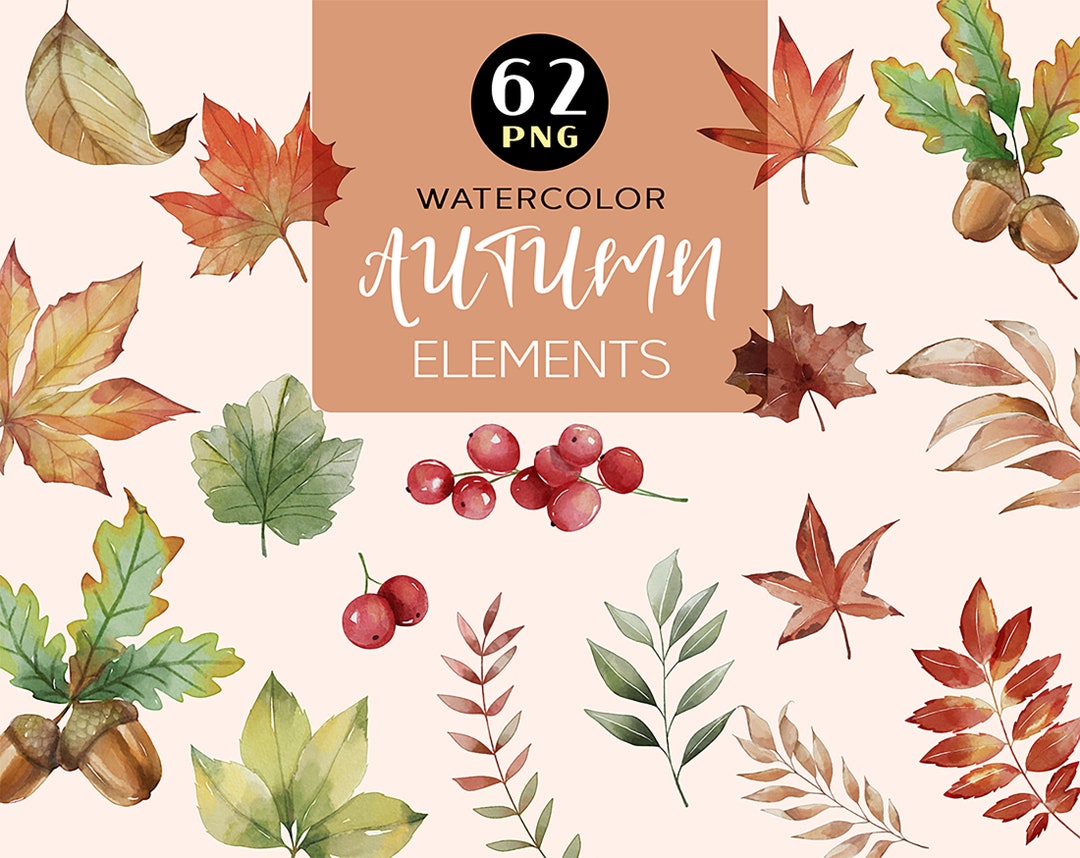 Watercolor Fall Leaves Clipart, Autumn Clipart, Watercolor Clipart ...