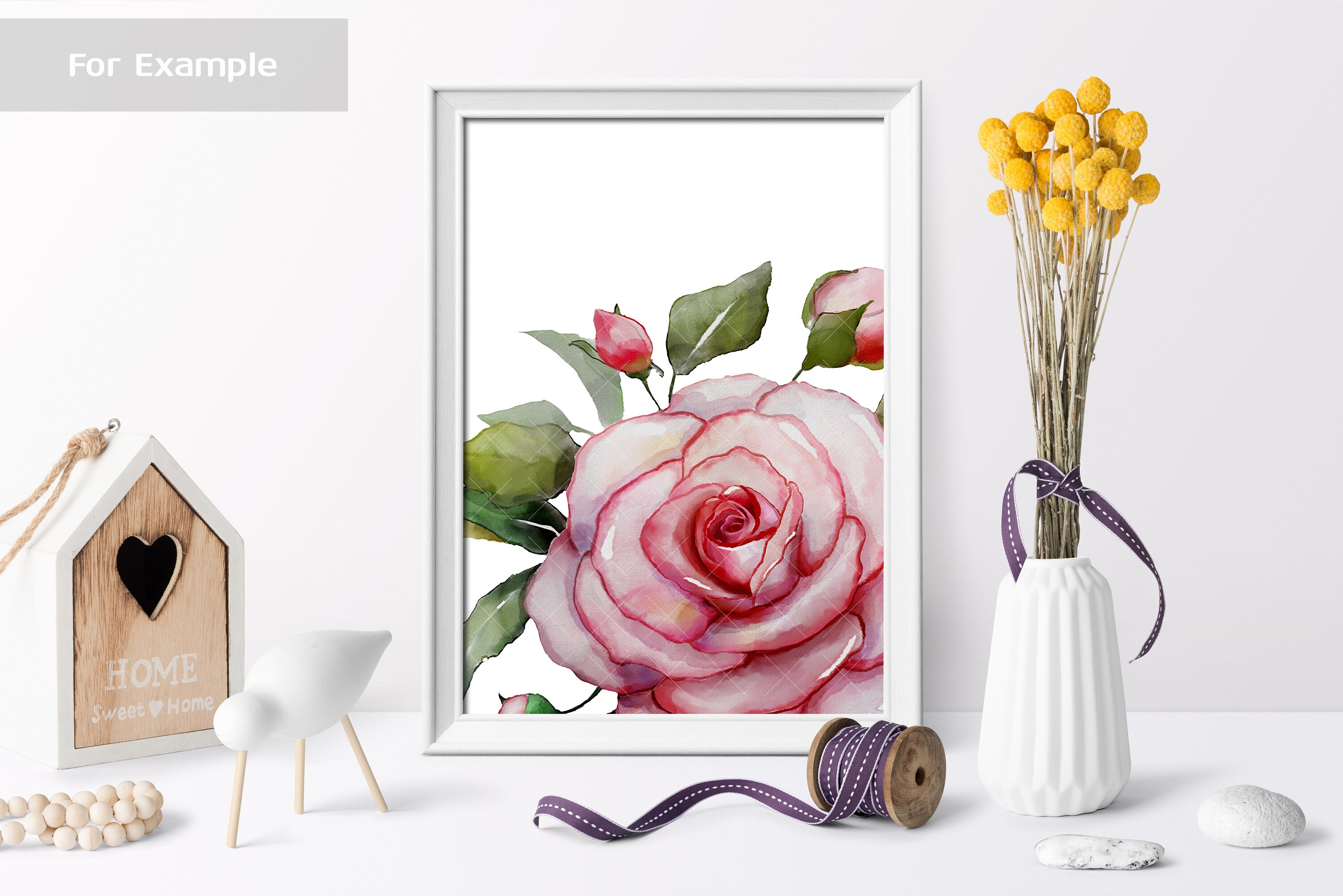 Floral Png Clipart Rose Clip Art Spring Flower Watercolor - Etsy