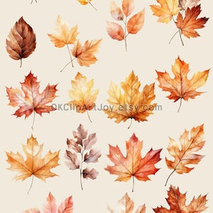 40 PNG Watercolor Fall Leaves & Pumpkin Clipart, Autumn Leaves Clipart ...