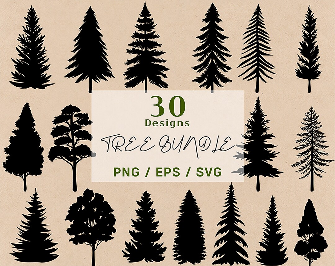 Tree Silhouette Svg Tree Line Svg Tree Svg Treeline Svg - Etsy