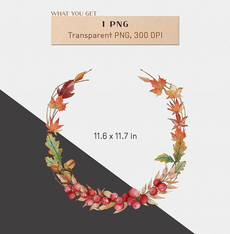 Autumn Wreath Watercolor Fall Leaf Clip Art Thanksgiving | Etsy