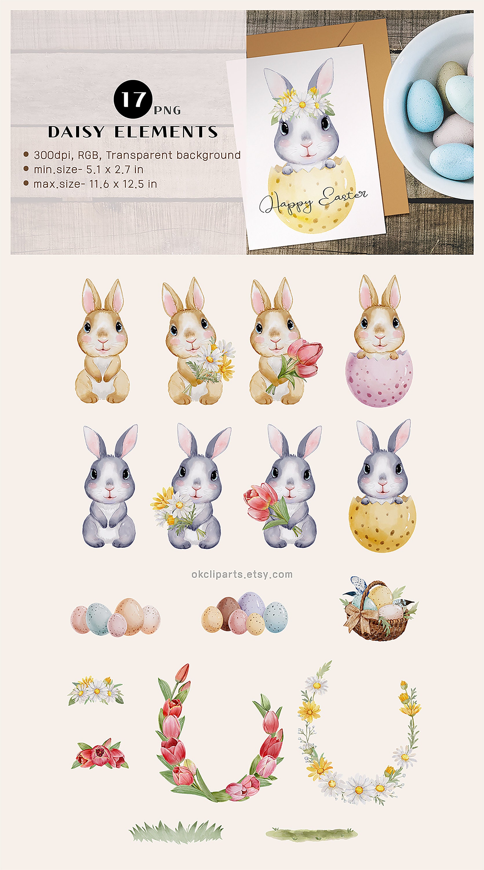 Watercolor Bunny Clipart Easter Clip Art Rabbit Watercolor - Etsy