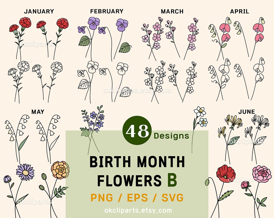 Birth Month Flower, Birth Flower Tattoo Design, Birthday Necklace ...