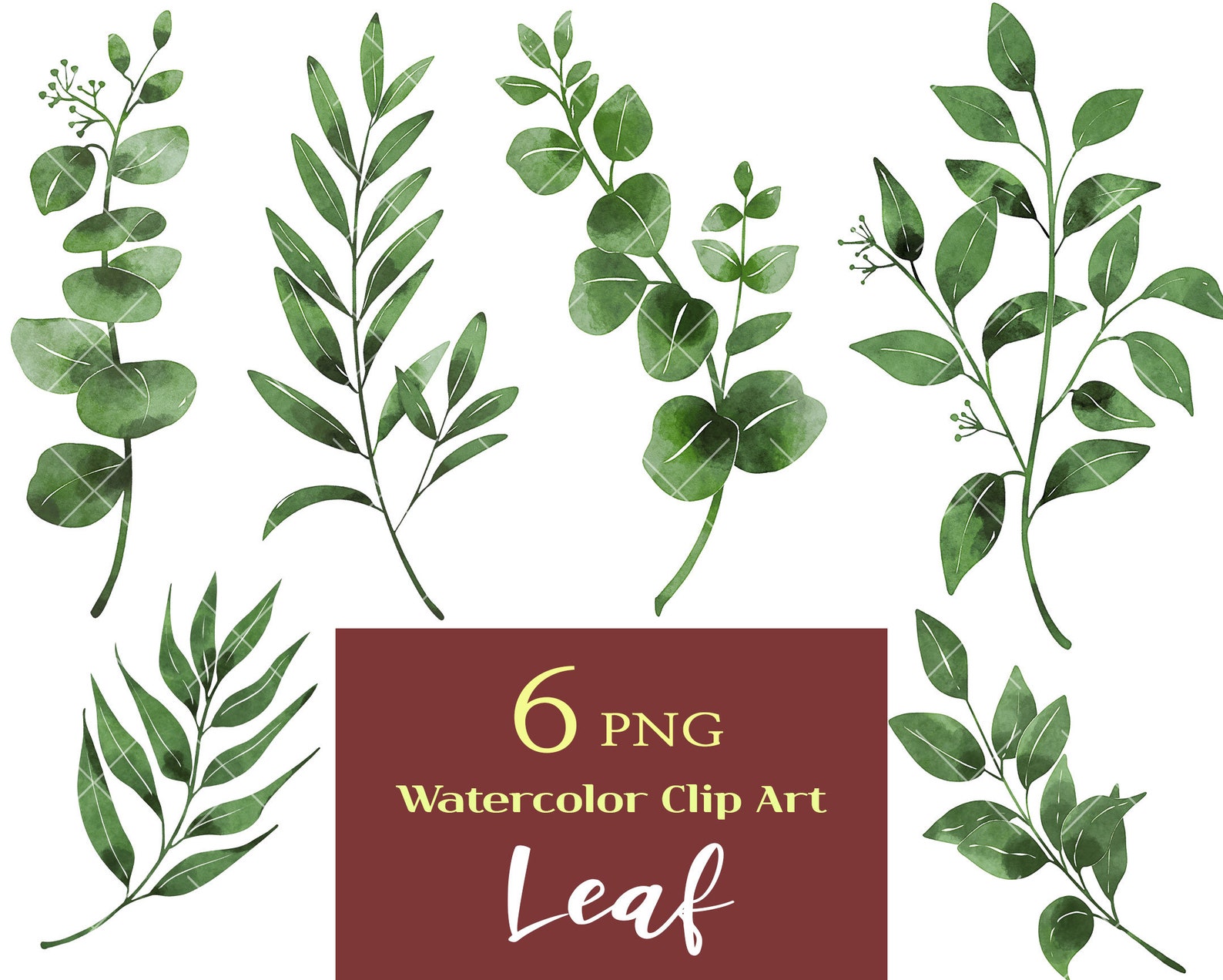 Boho Leaves Clip Art Watercolor Graphics Spring Leaf - Etsy UK