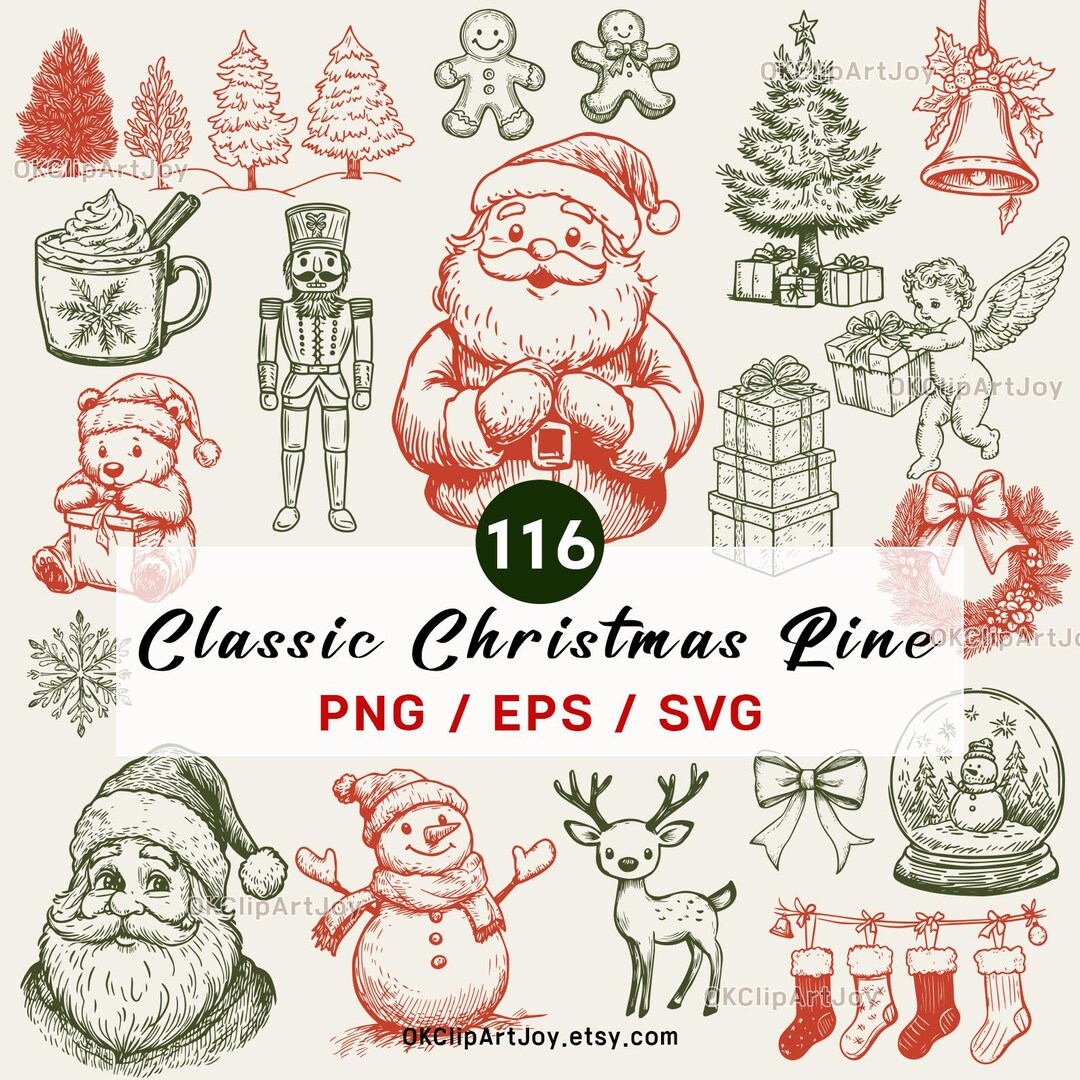 Christmas Svg Bundle, Christmas Elements Svg Bundle, Christmas Doodles ...