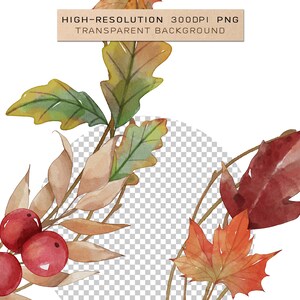 Autumn Wreath Watercolor Fall Leaf Clip Art Thanksgiving - Etsy