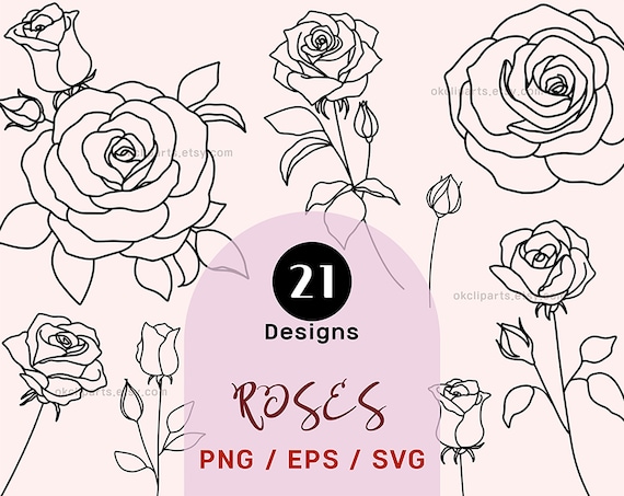 Rose SVG Rose Clipart Rose Svg Cut Files Svg Files for - Etsy