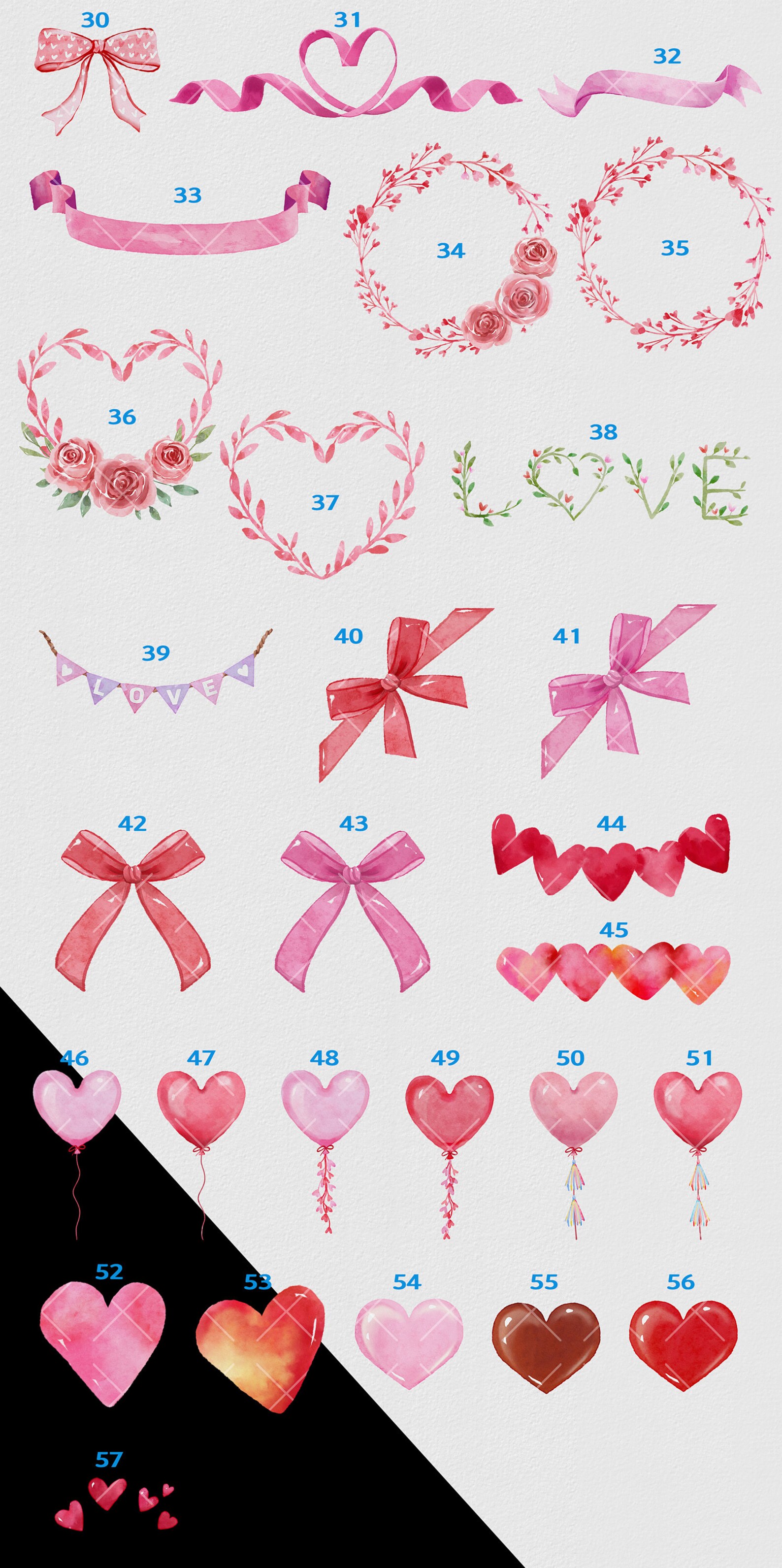 Watercolor Valentine Clipart, Watercolor Flowers, Love Letter ...