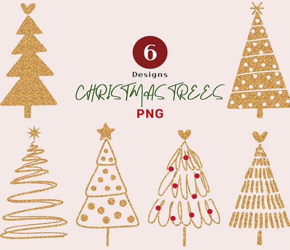 Christmas Tree Holiday Clipart Gold Tree Png Kids Clip Art - Etsy