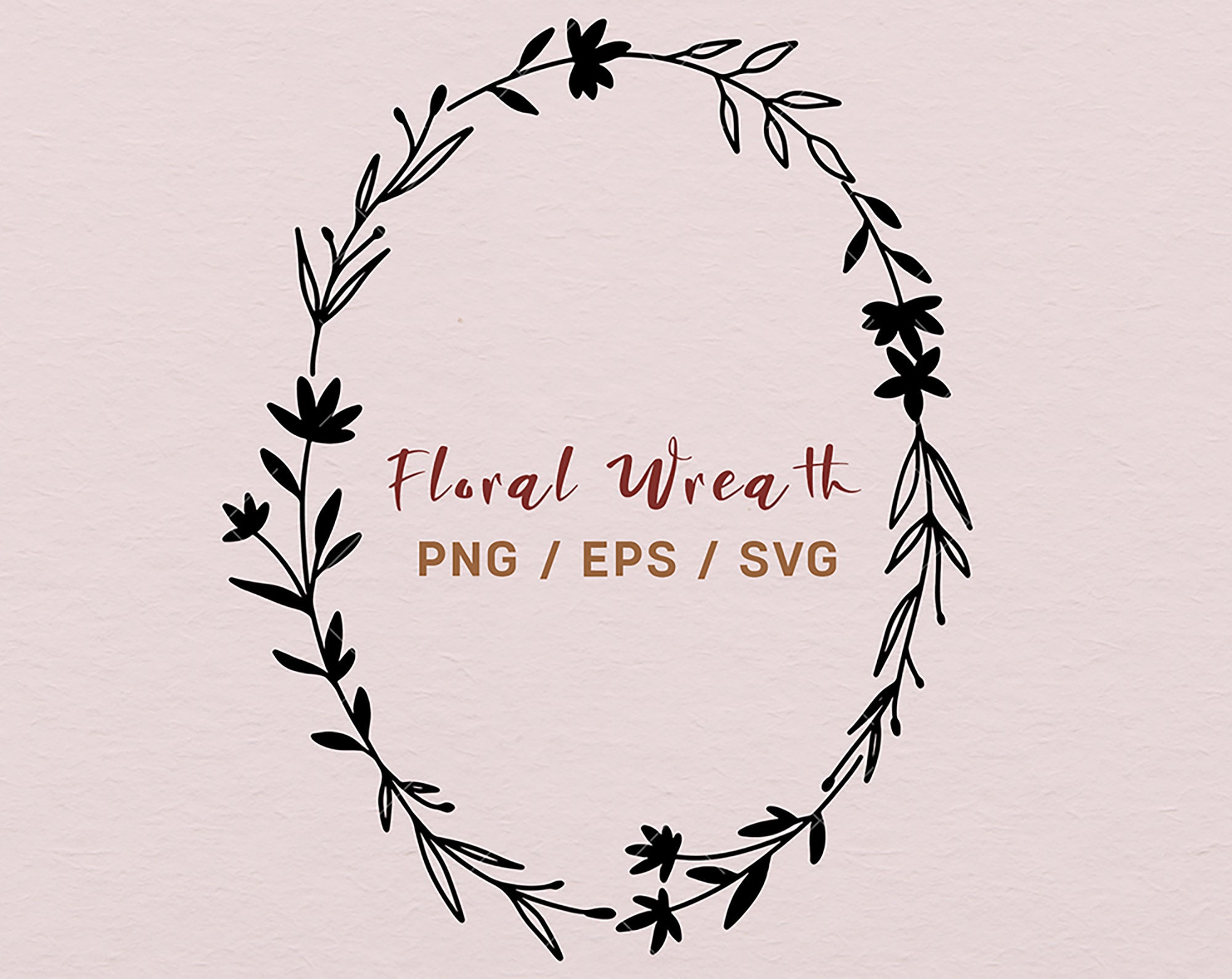 Floral Wreath Svg Vector Files Botanical oval wreath fine | Etsy