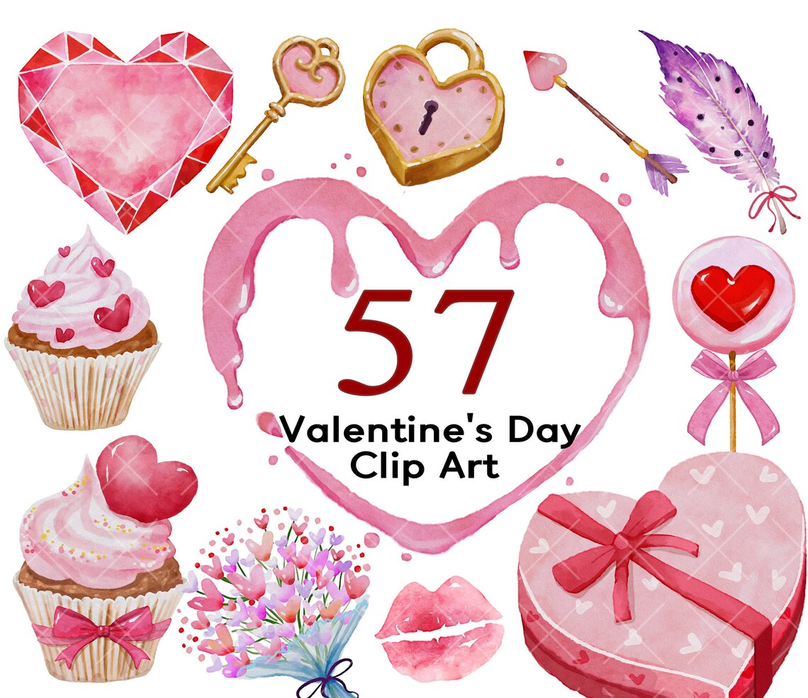 Watercolor Valentine Clipart Watercolor Flowers Love Letter - Etsy