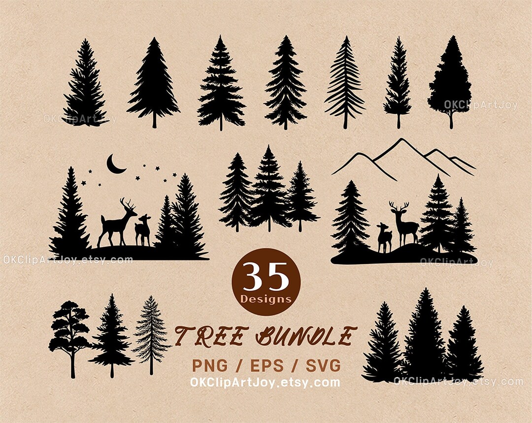 Tree Silhouette Svg, Tree Line Svg, Tree Svg, Treeline Svg, Pine Tree ...