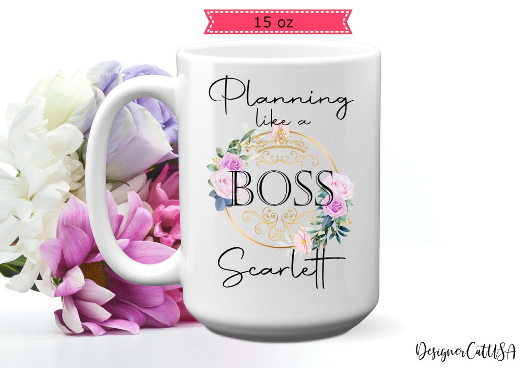 Personalized Wedding Planner Mug, 11 or 15 Oz, Custom Name Floral Event ...