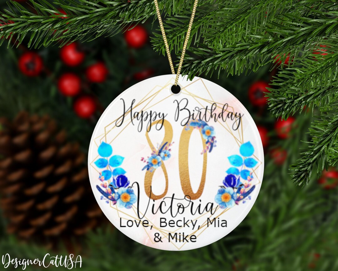 Personalized 80th Milestone Birthday Ornament With Exclusive Blue ...