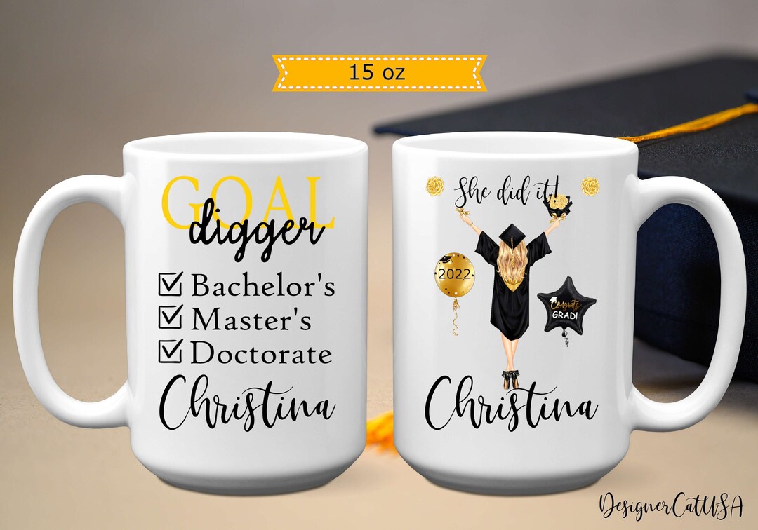 Personalized Goal Digger Mug, 11 or 15 Oz, Custom Name Doctorate ...