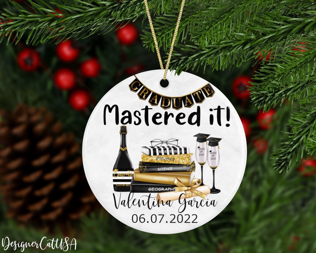 Personalized Masters Degree Graduation Gift Ornament for Her or Him ...