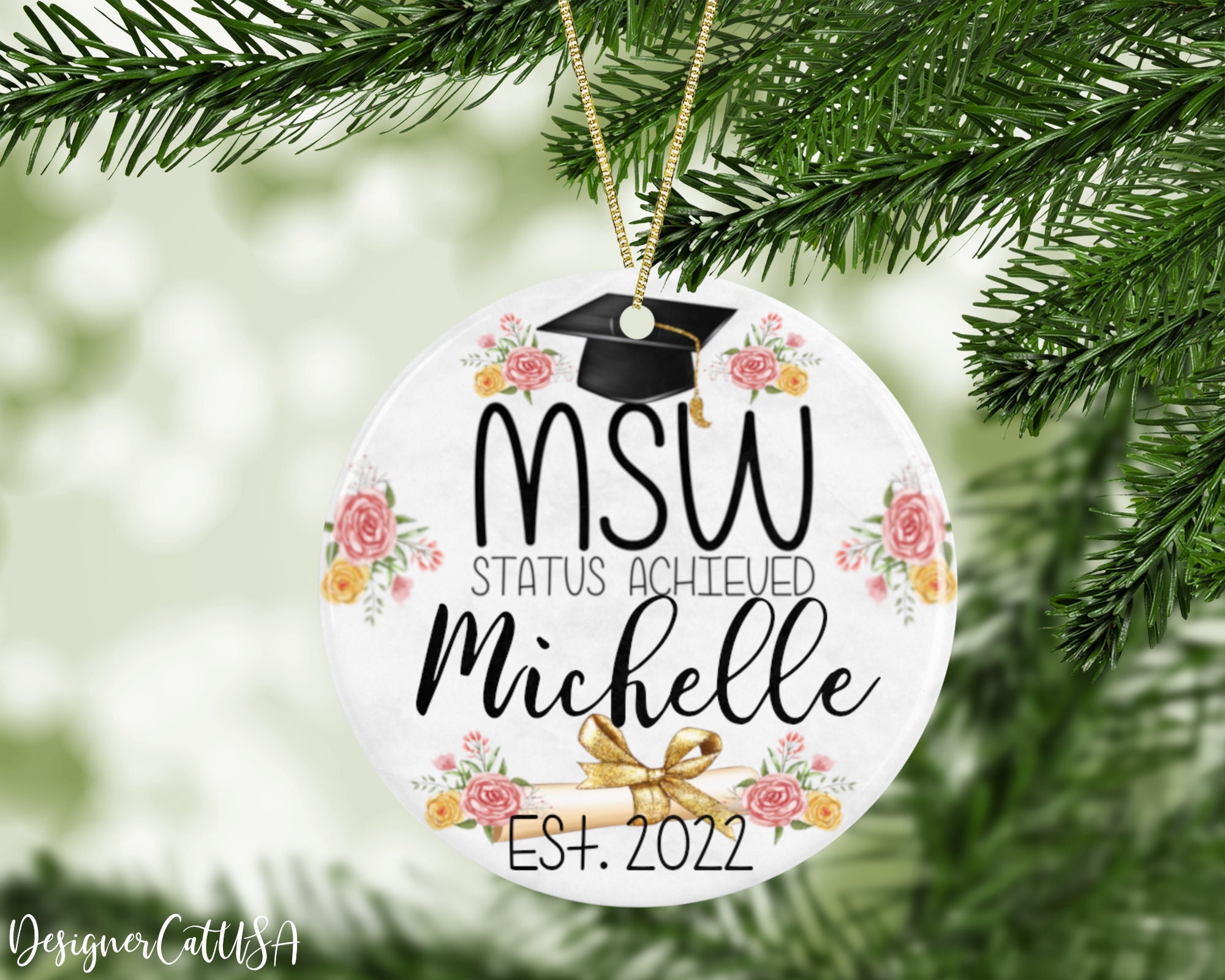 MSW Graduation Gift Ornament for Her, Personalized Master of Social ...