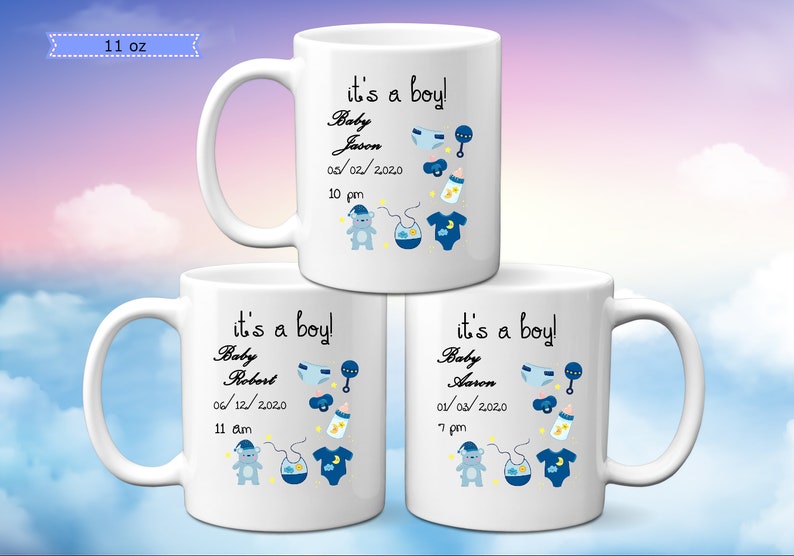 Personalized Its a Boy Mug, 11 or 15 Oz, Custom Name New Baby Coffee ...
