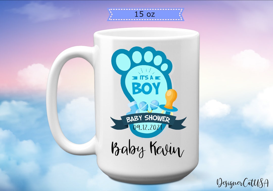 Personalized New Baby Boy Mug With Date of Birth, 11 or 15 Oz, Custom ...