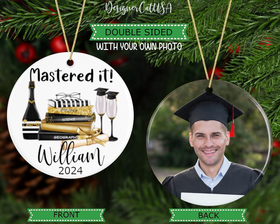 Masters Degree Graduation Ornament for Him, Custom Name MBA Keepsake ...