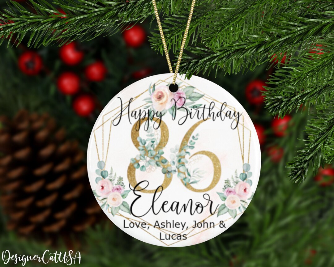 Personalized 86th Milestone Birthday Ornament With Exclusive Flowers ...