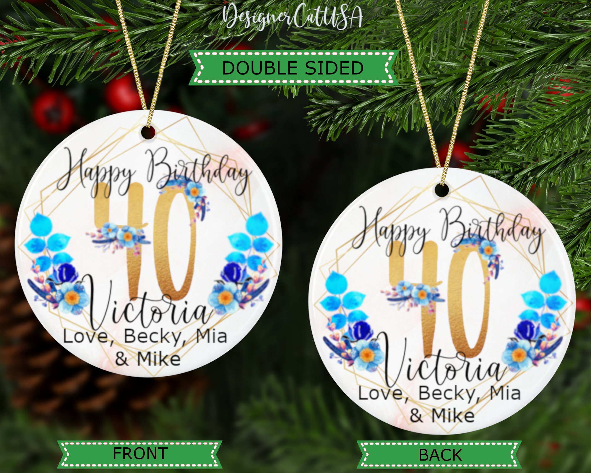 Personalized 40th Milestone Birthday Ornament With Exclusive Blue ...
